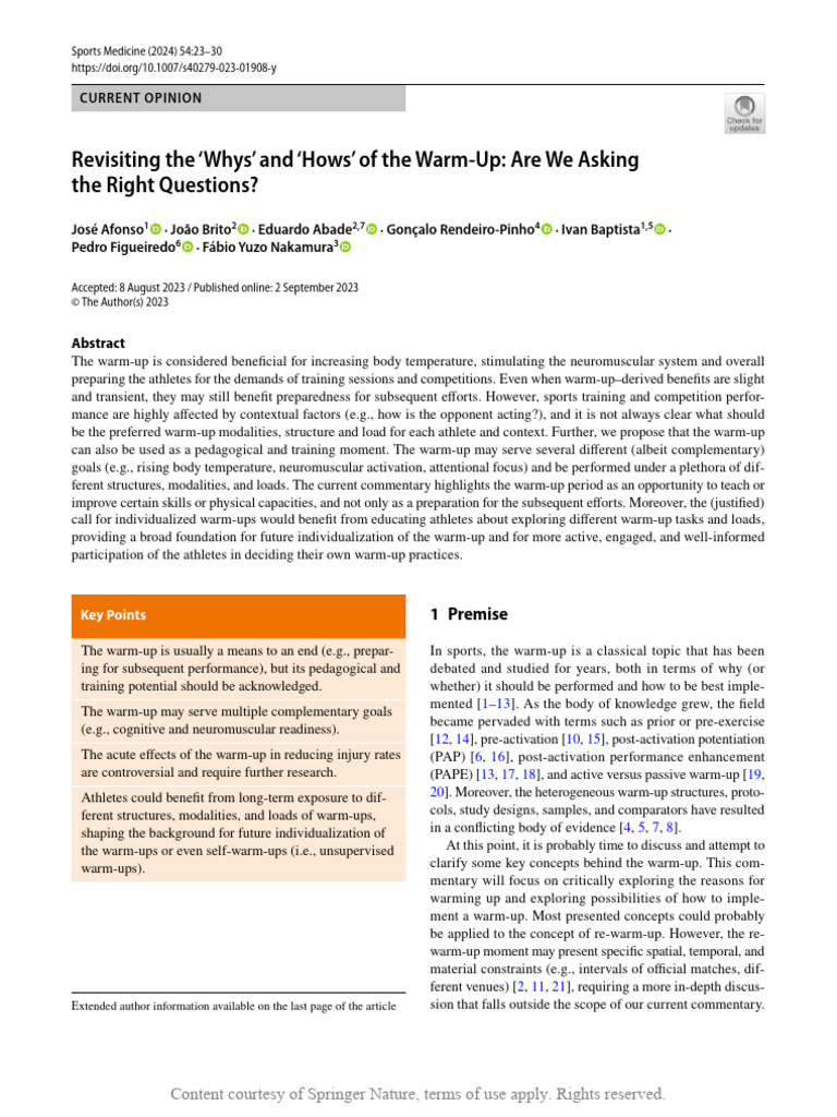 Revisiting The Whys and Hows of The Warm-Up Ar | PDF
