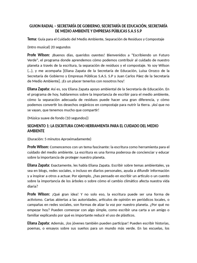 Guion Radial - Secretaría de Gobierno, Secretaría de Educación ...