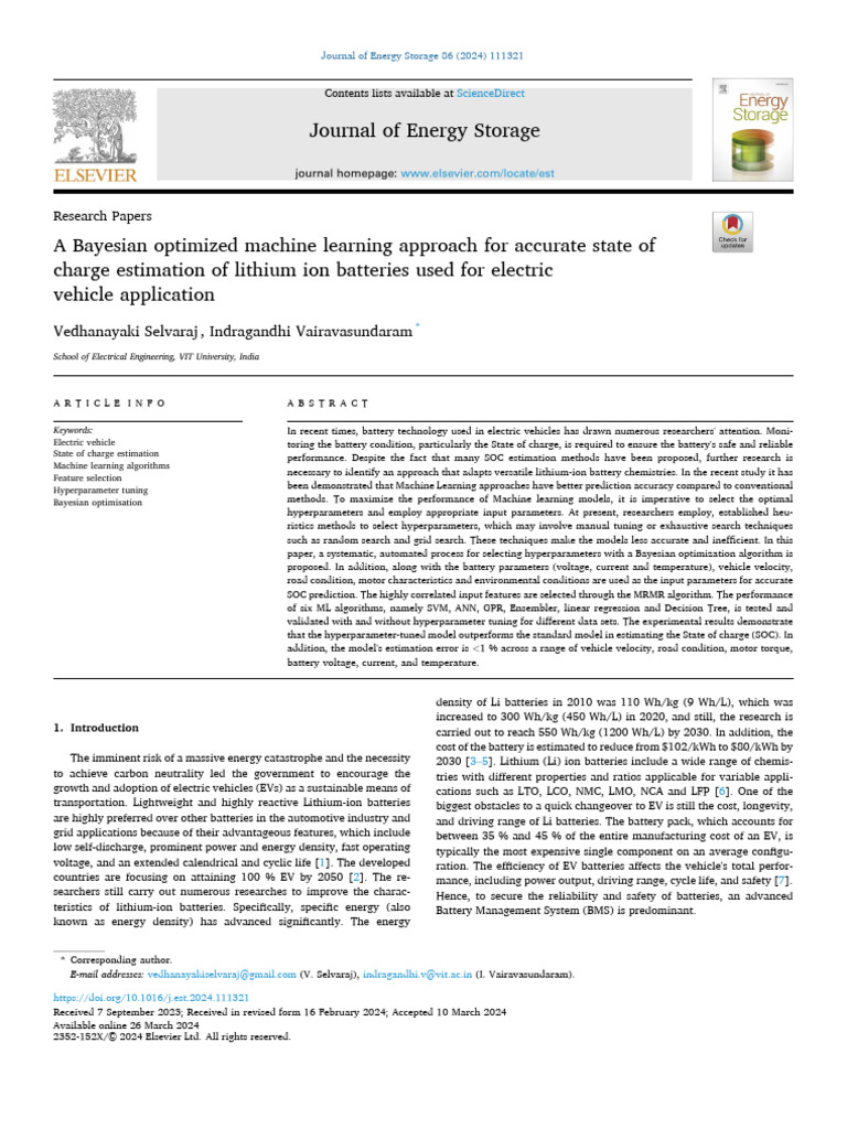 A Bayesian Optimized Machine Learning Approach For Accurate State of ... A Bayesian Optimized Machine Learning Approach For Accurate State of ...