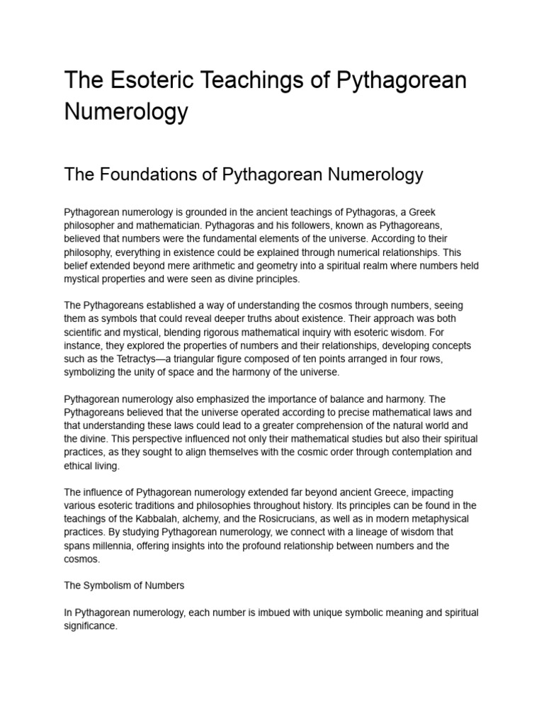 Pythagorean Numerology Explained | PDF