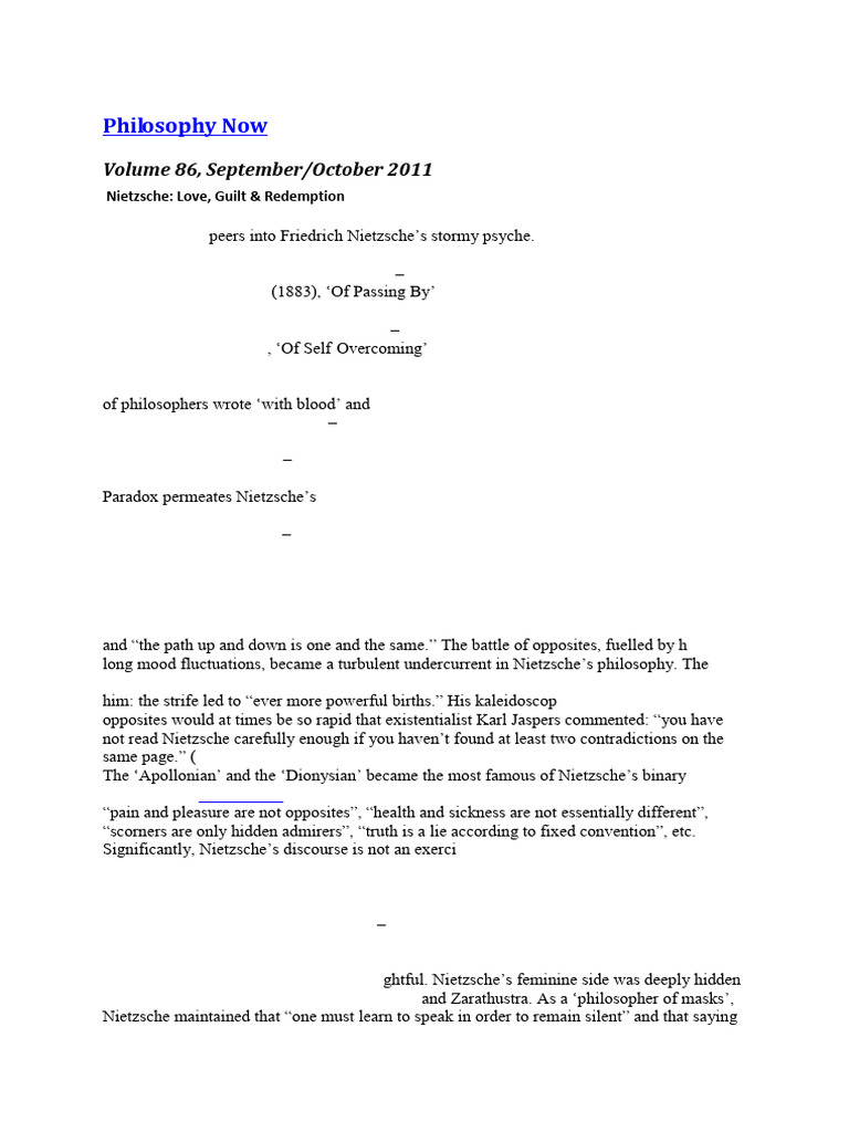 Nietzsche: Love, Guilt and Redemption | PDF | Friedrich Nietzsche | Poetry