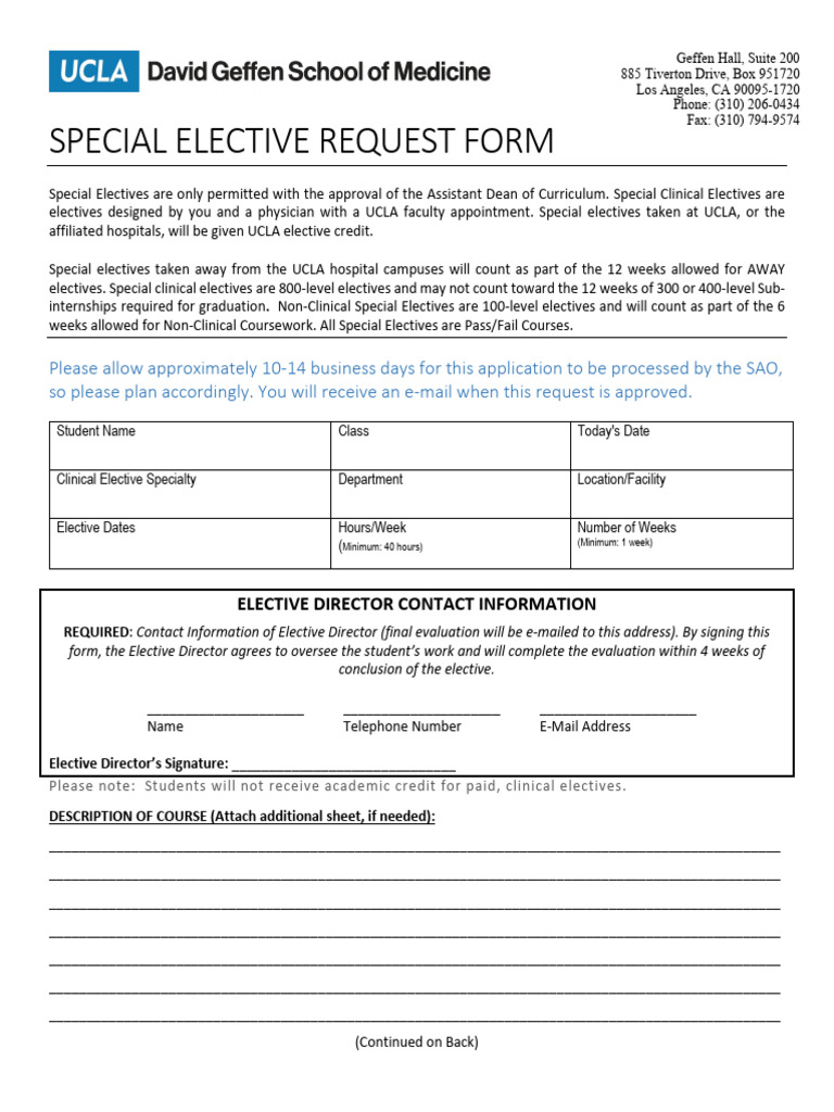 Special Elective Form | PDF
