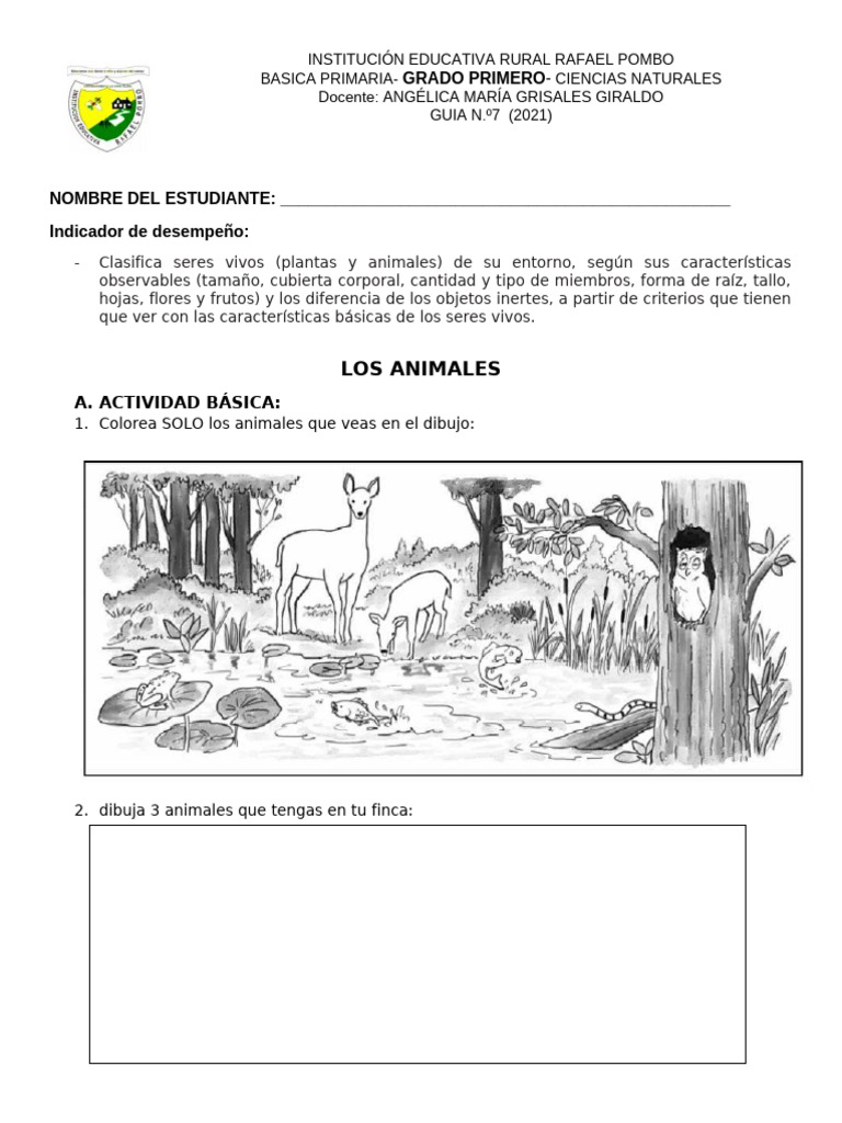 Guia 7 Ciencias Naturales Grado Primero | PDF