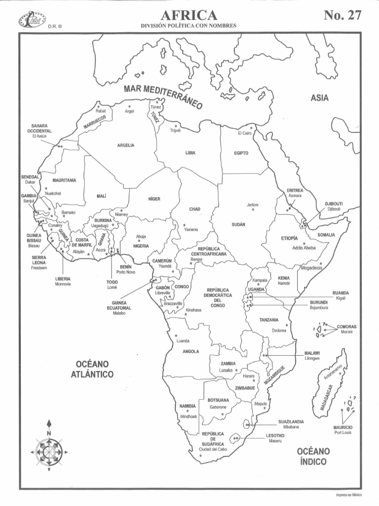 Mapa de África Con División Política y Nombres | PDF