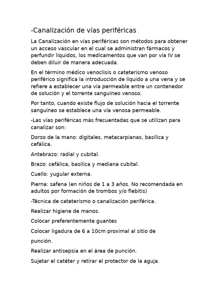 Canalización de Vías Periféricas | PDF