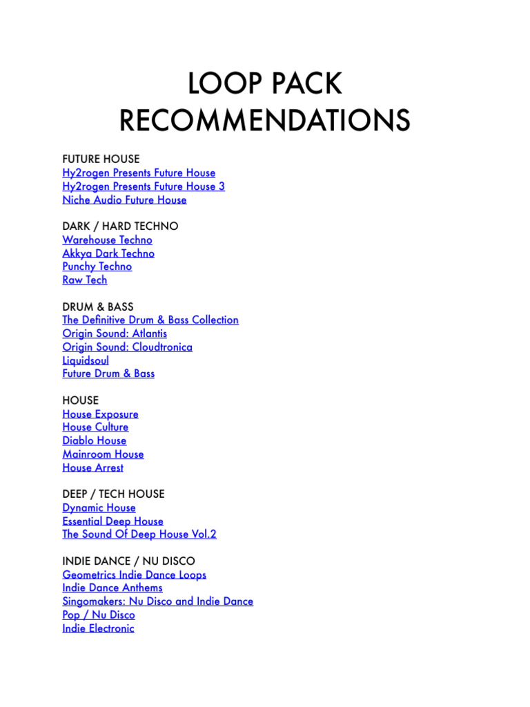 DMF - Loop Pack Recommendations | PDF