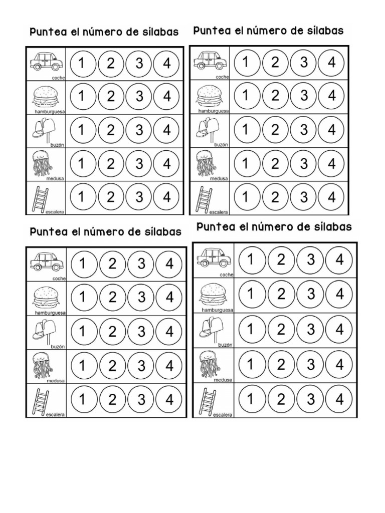 ACTIVIDAD CONTEO DE SILABAS | PDF