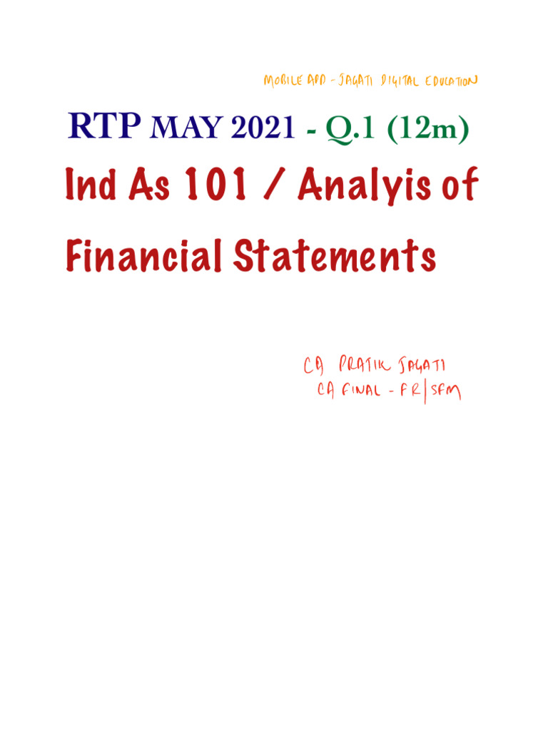 Ind AS 101 Financial Statement Analysis | PDF | Fair Value | Finance ...