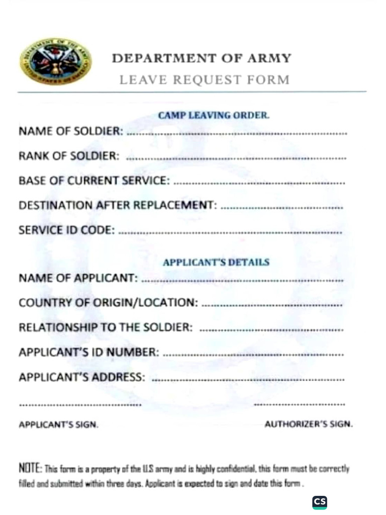 Leave Request Army FMT | PDF