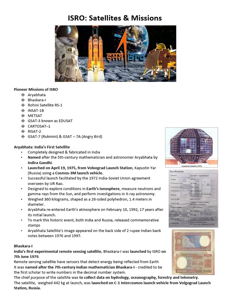 ISRO Satellites & Missions | PDF
