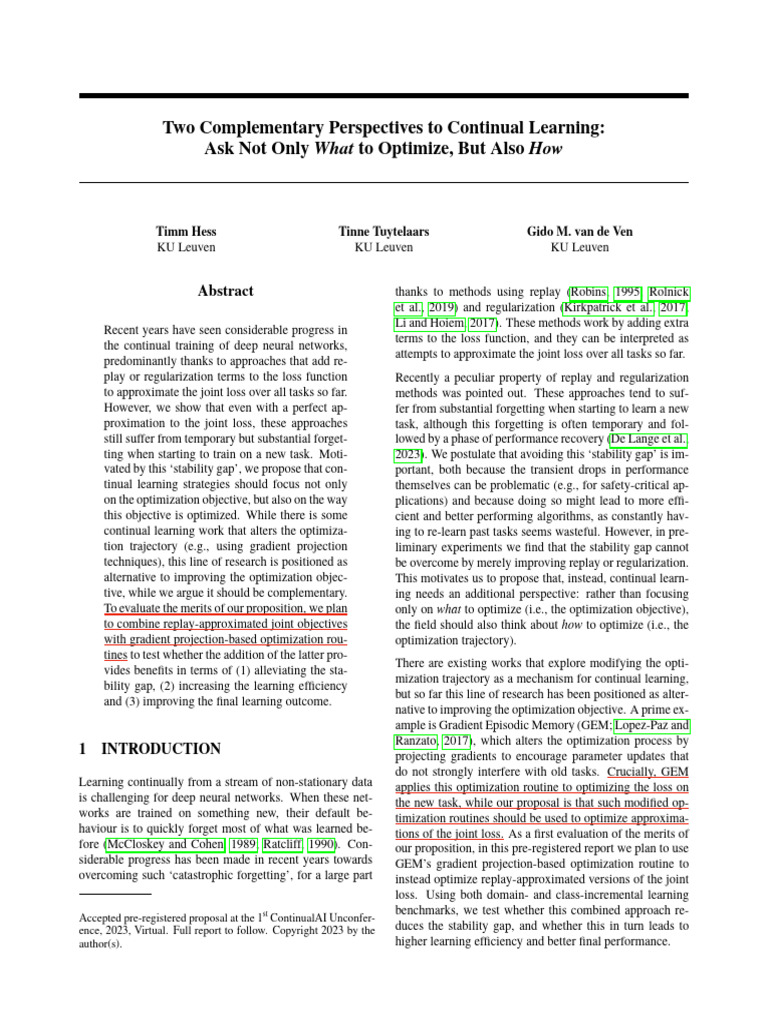 Two Complementary Perspectives To Continual Learning: Ask Not Only What To Optimize, But Also ...