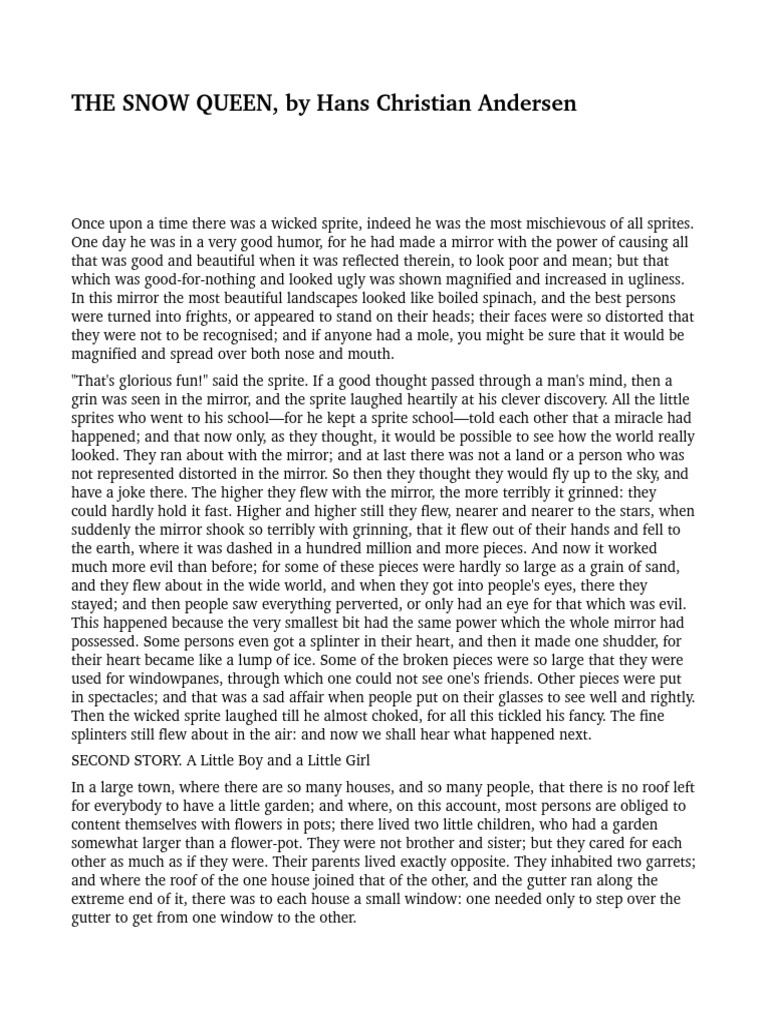 Hans Christian Andersen - The Snow Queen | PDF