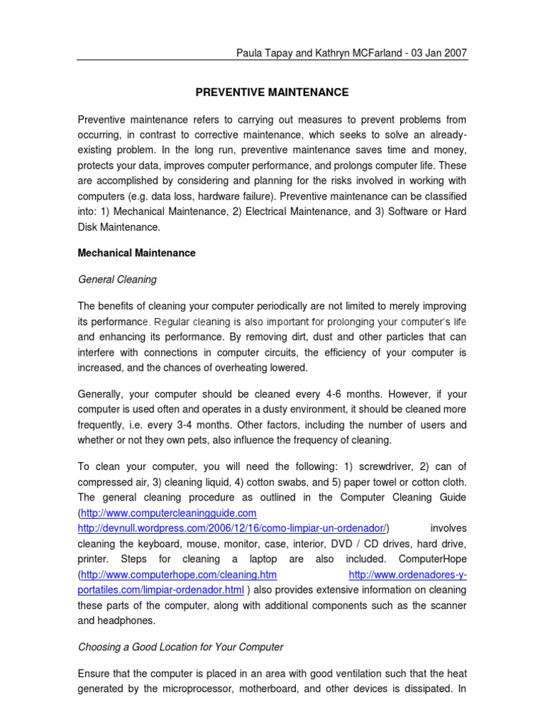 Preventive Maintenance PDF | PDF | File System | Computer File