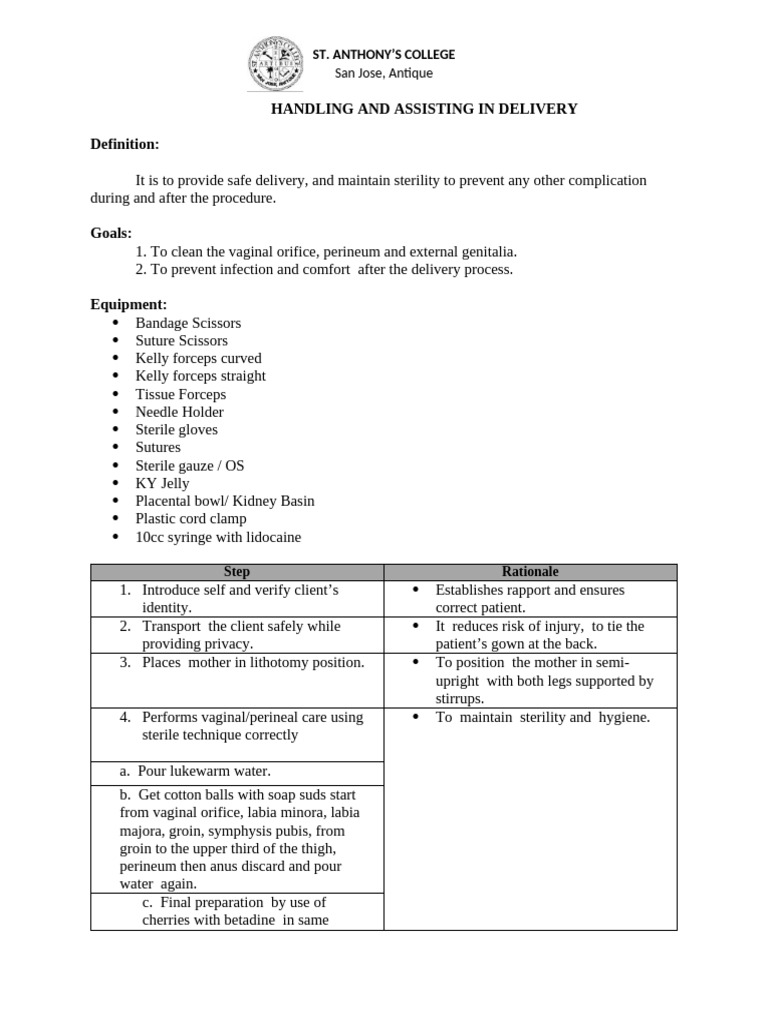 Competency in Handling and Assisting in Delivery | PDF