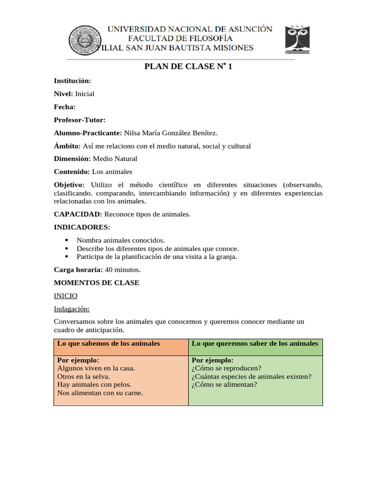 Planes Nivel Inicial Pdf