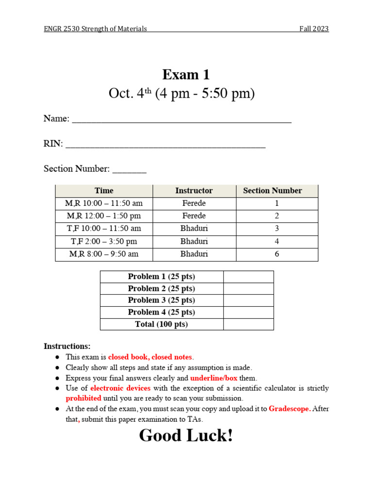 SOM Exam1 Solution | PDF