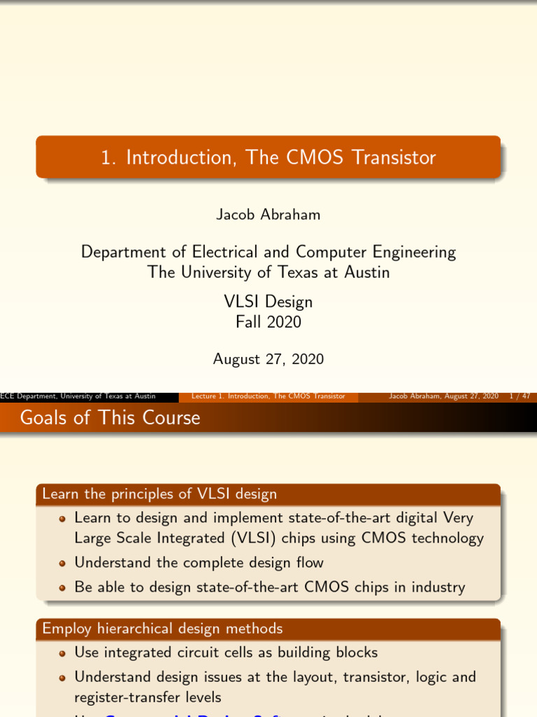 Cmos Transistor Class 1 | PDF