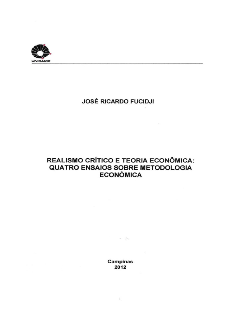 Doutorado Realismo Critico Teoria Economica | PDF