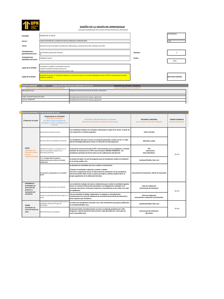2 Sesión de Aprendizaje SFC 2024 | PDF