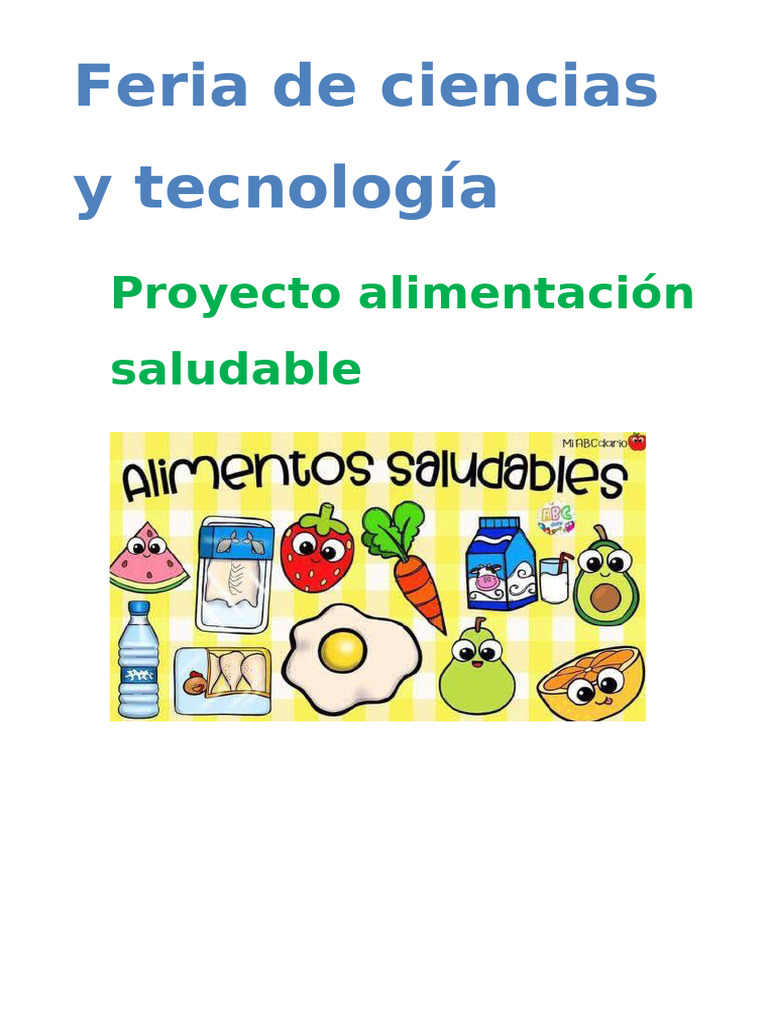 Feria De Ciencias Alimentacion Saludable Pdf