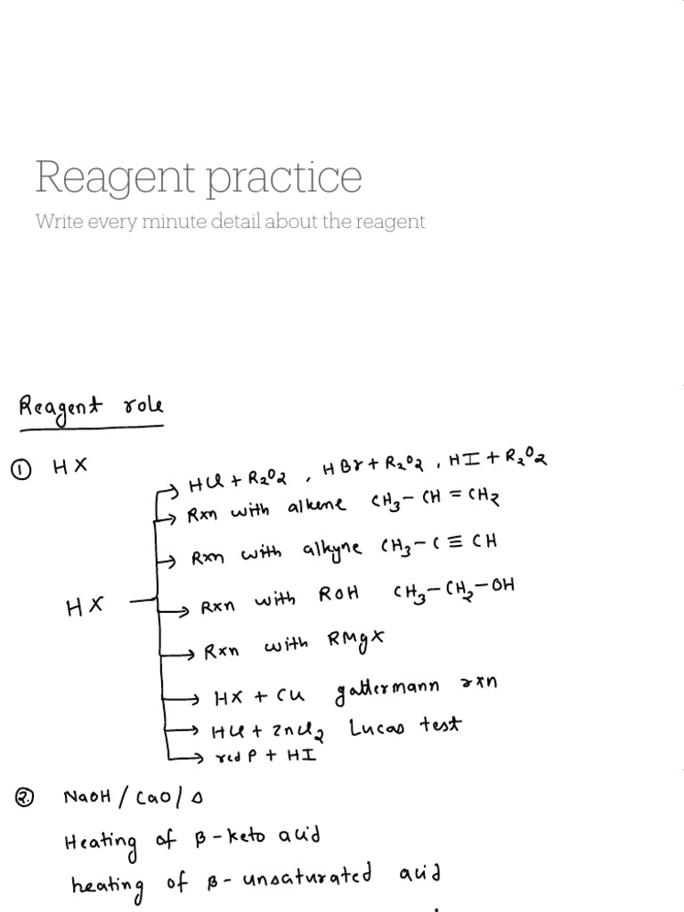 Reagent and Mechanism Mind Map Practice | PDF