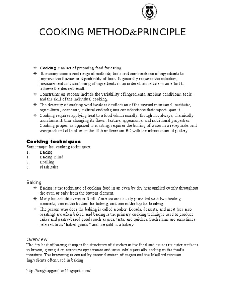 Cooking Method&Principle: Cooking Is An Act of Preparing Food For ...