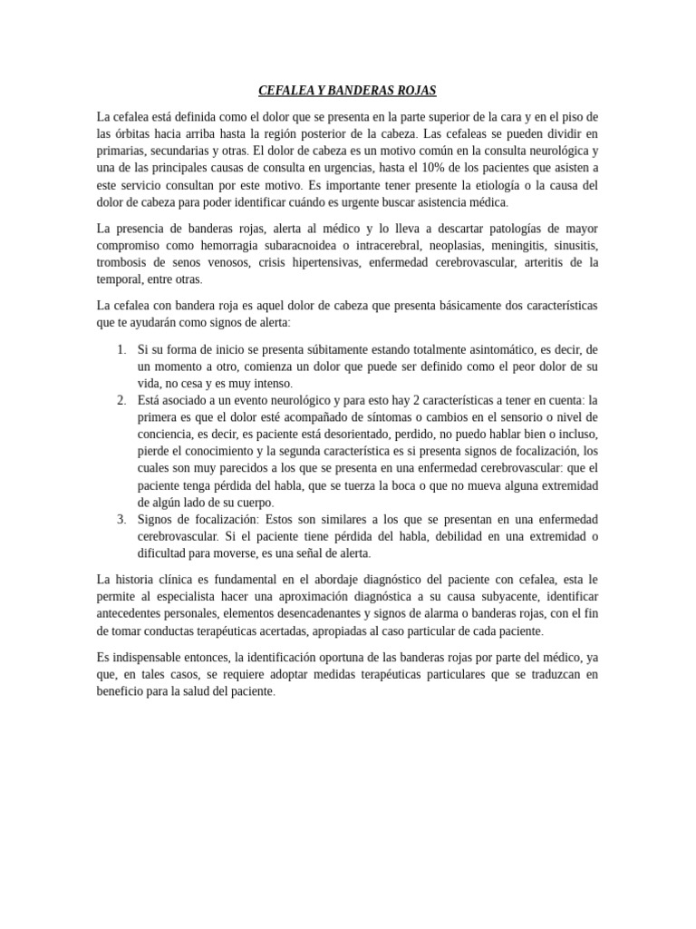 Cefalea y Banderas Rojas | PDF