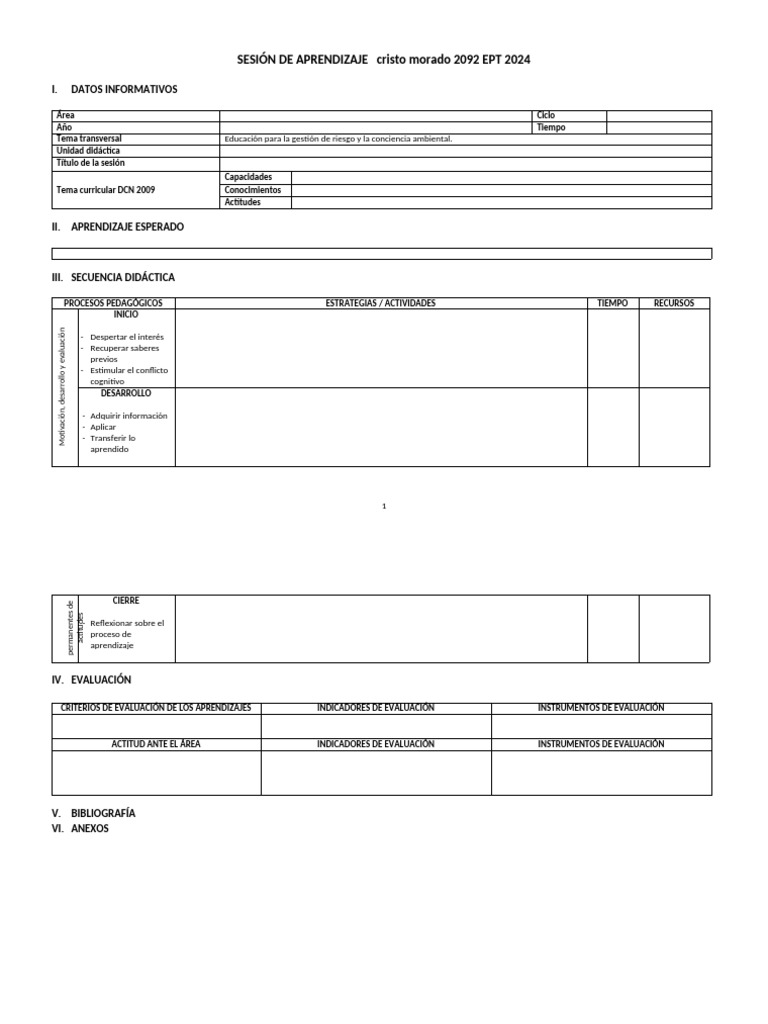 Formato Sesion de Aprendizaje Secundaria | PDF