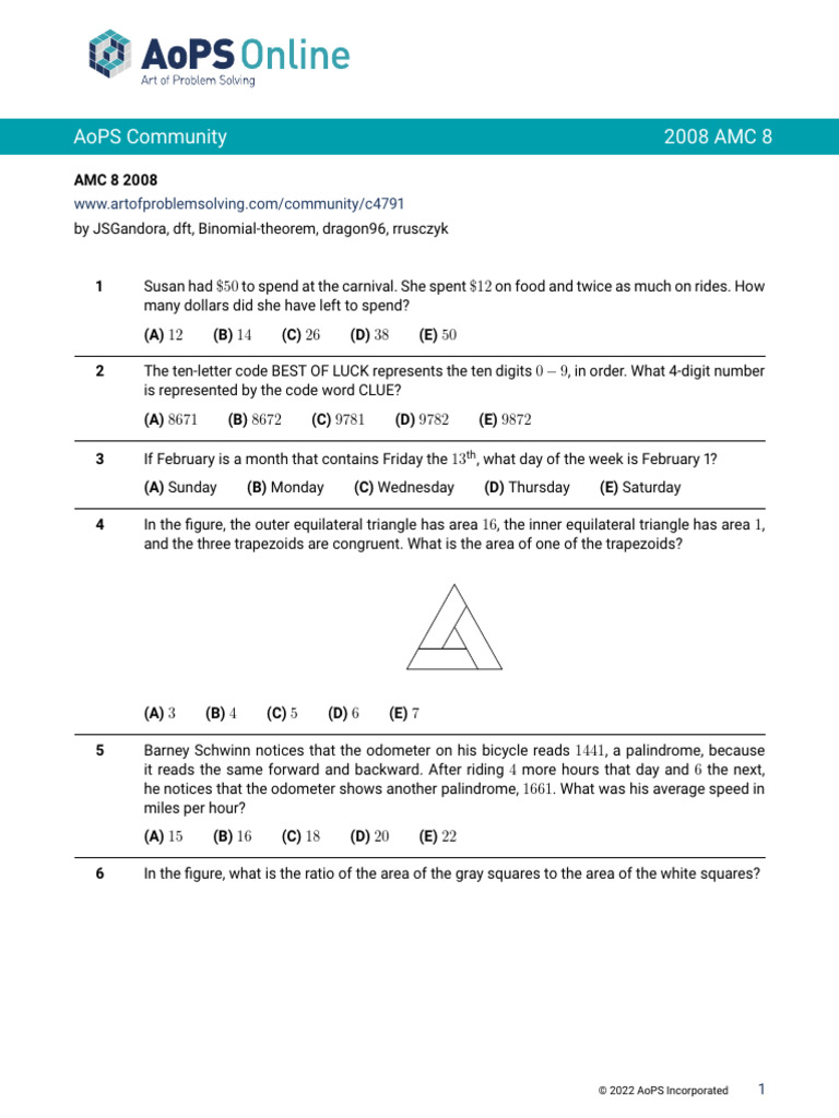 Amc 8-2008 | PDF | Area | Geometry