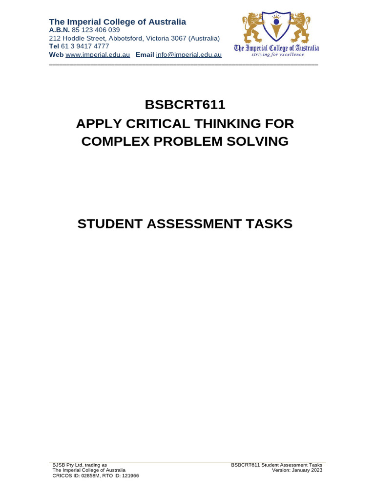 BSBCRT611 Student Assessment Tasks | PDF