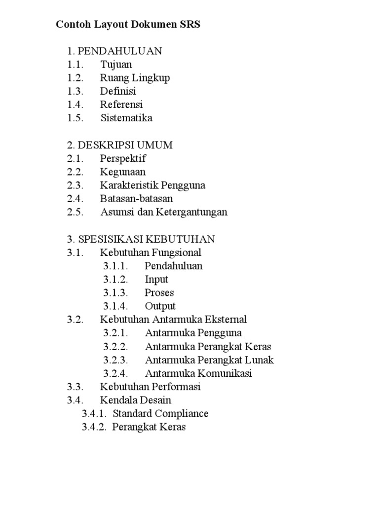 Contoh Layout Dokumen SRS | PDF