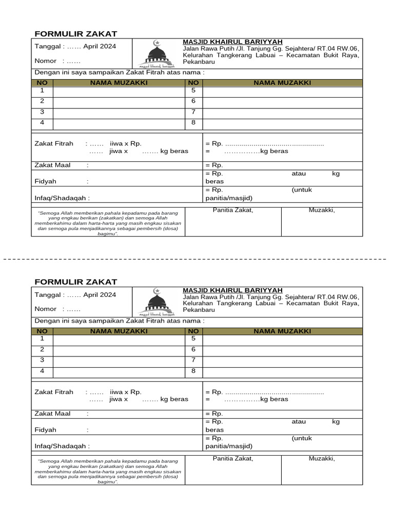 Form Zakat | PDF