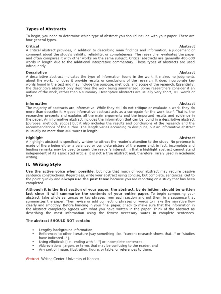 Types of Abstracts | PDF