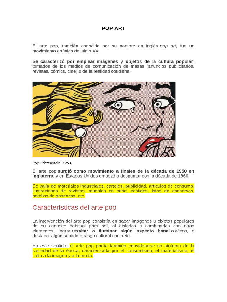 Pop Art | PDF | Las artes | Historia