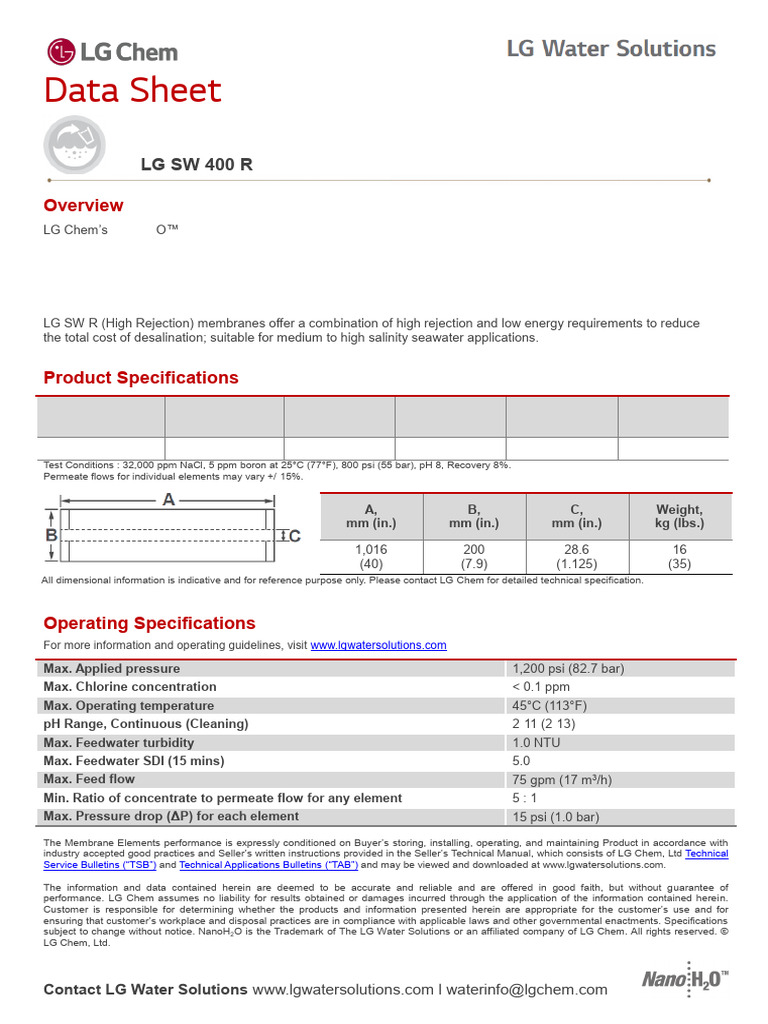 Datasheet LG SW 400 R ENG | PDF