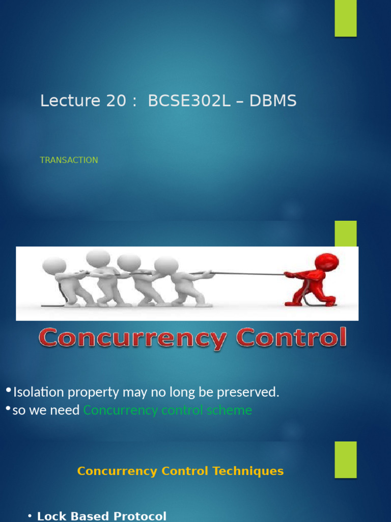 Lecture 20 - BCSE302L - Transaction - Concurrency Control | PDF