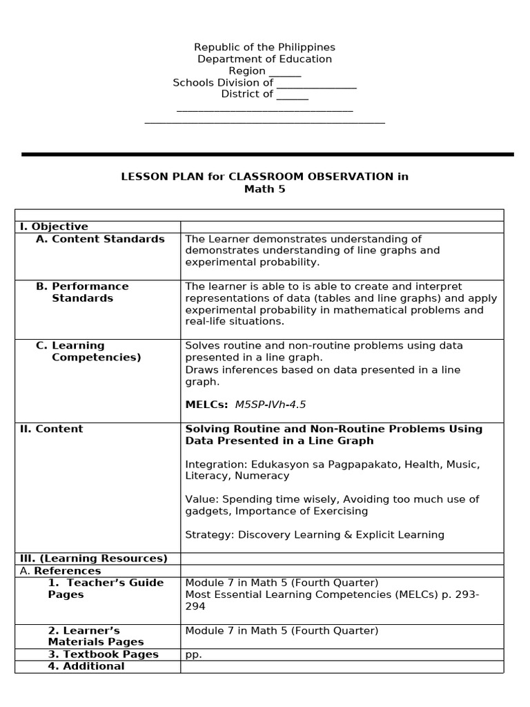 DLP - Math 5 - Problem Solving Using The Data Presented in A Line Graph ...