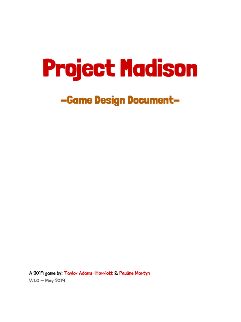 ProjectMadison GDD v1.0 | PDF