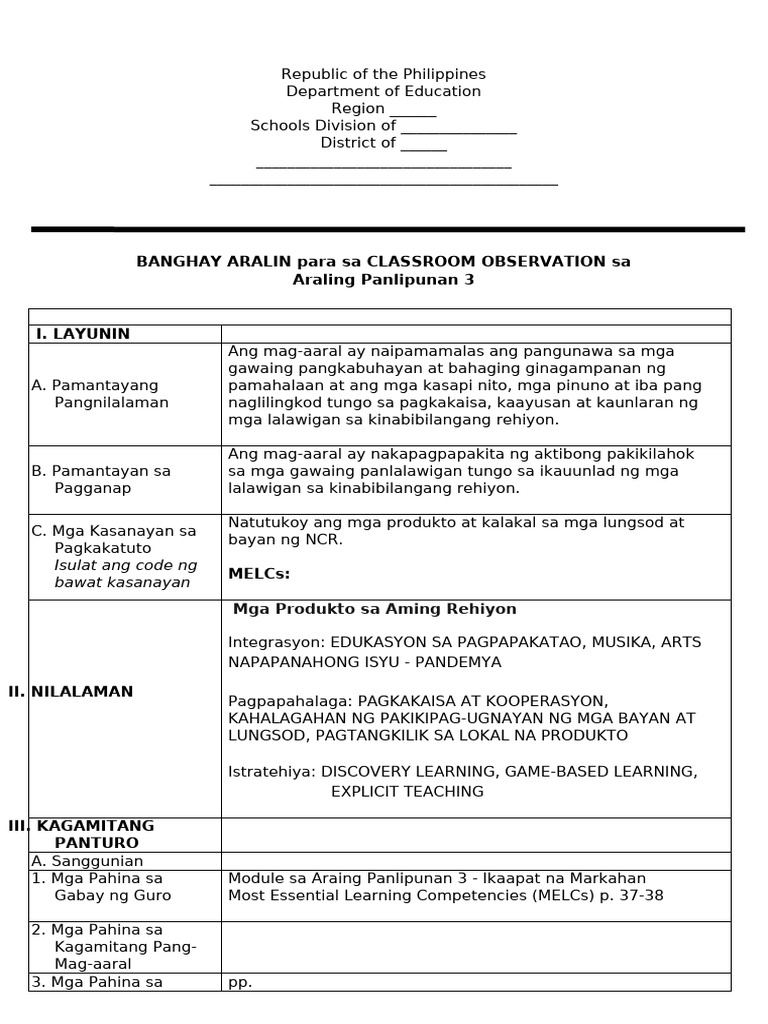 DLP - Ap 3 - Mga Produkto Sa Aming Rehiyon | PDF