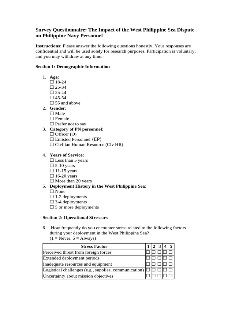 Survey Questionnaire | PDF
