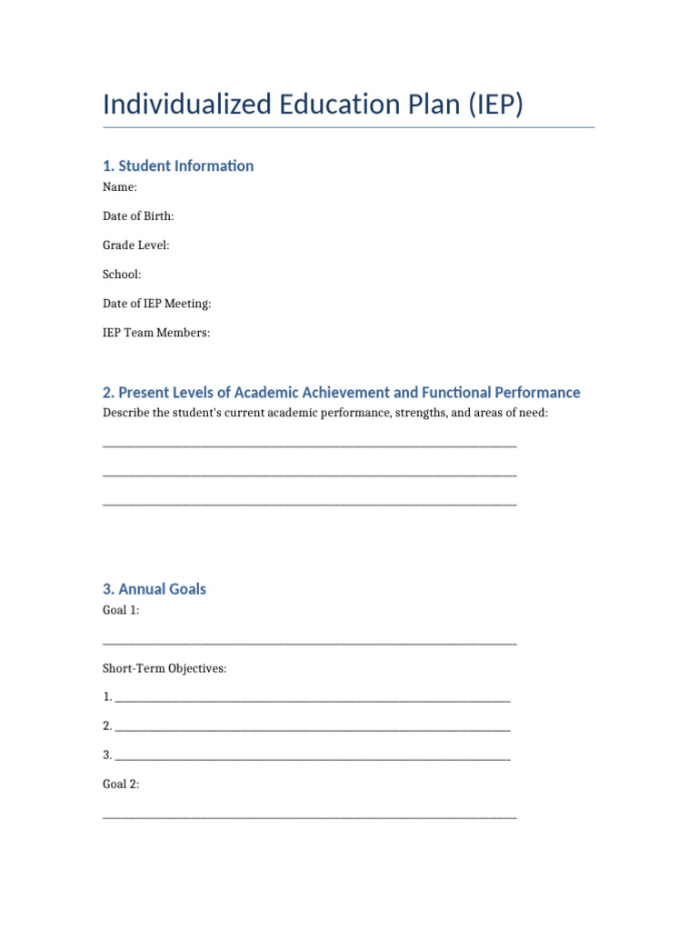 IEP Template Table | PDF