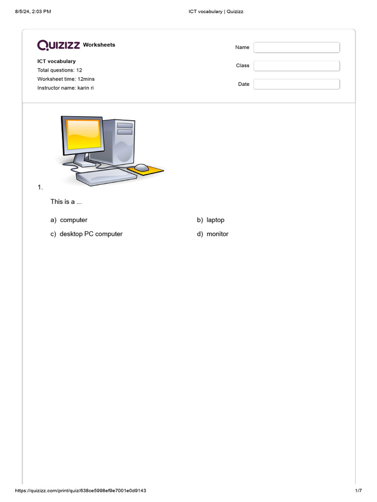 ICT Quiz | PDF