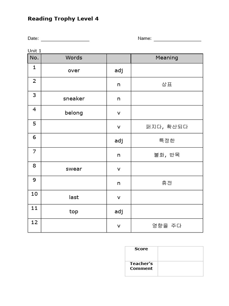 RT Level 4 - Worksheet 1 | PDF