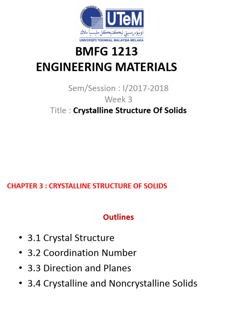 03 BMFG 1213 - Crystalline Structure of Solids | PDF
