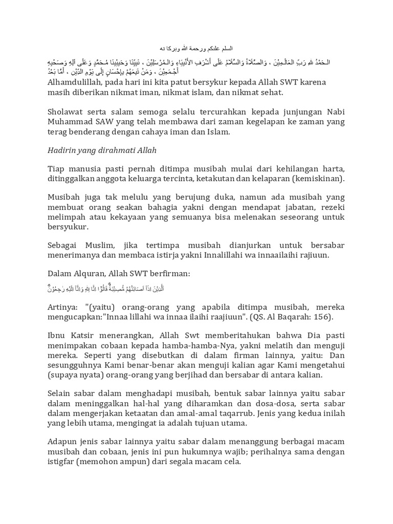 Pidato Tentang Sabar | PDF