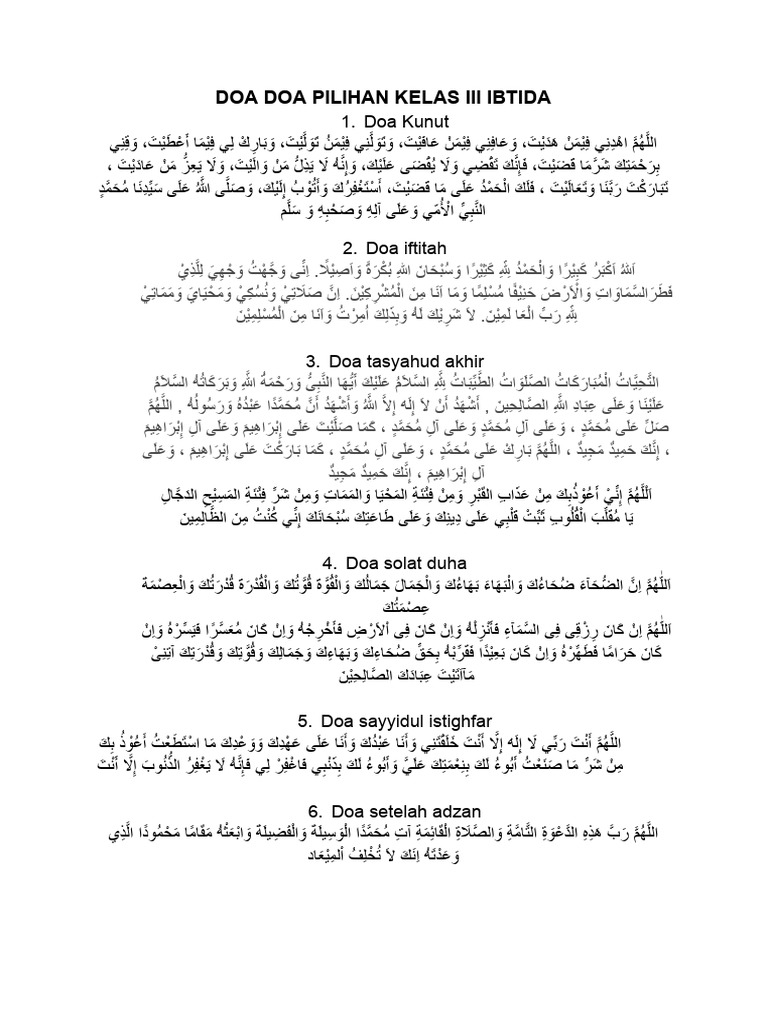 Doa Pilihan untuk Siswa Kelas 3 | PDF | Agama & Spiritualitas