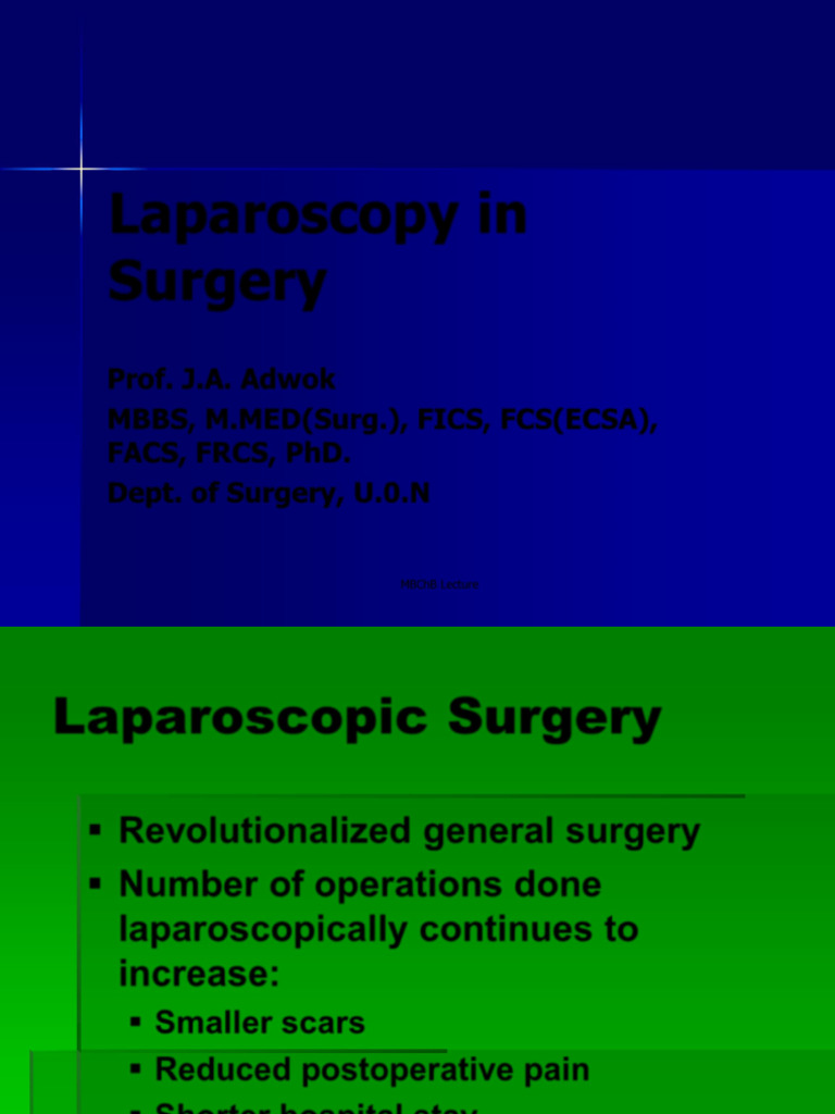 Laparoscopic Surgery MBCHB Lecture | PDF