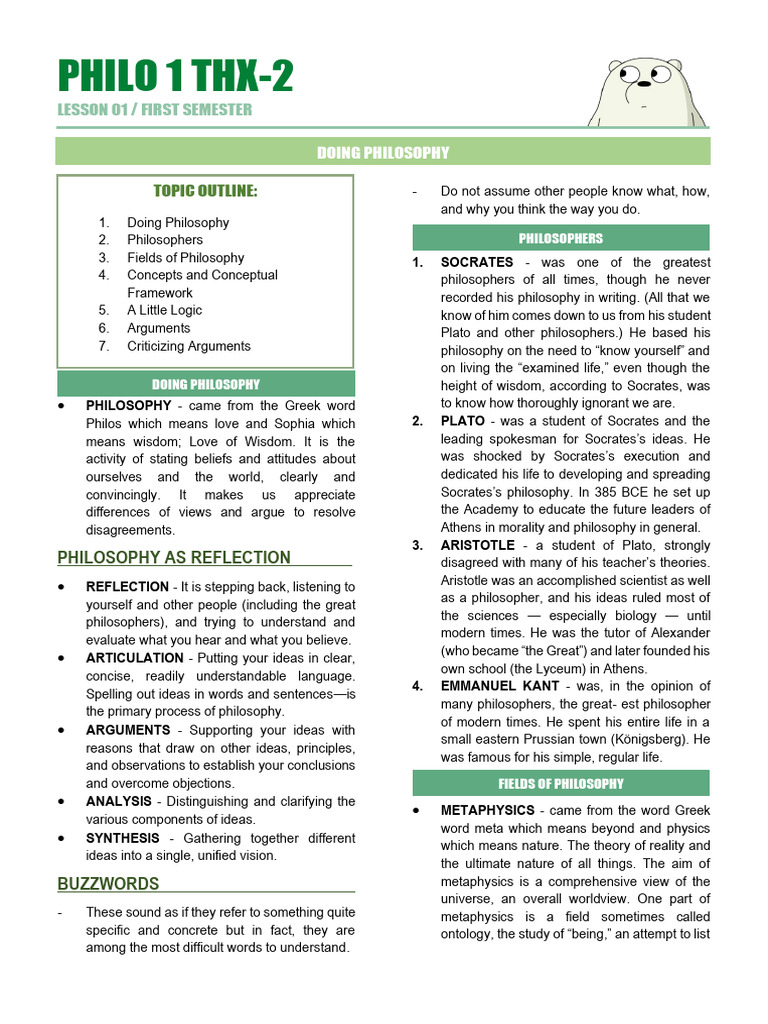 PHILO 1 - Lesson 1 | PDF