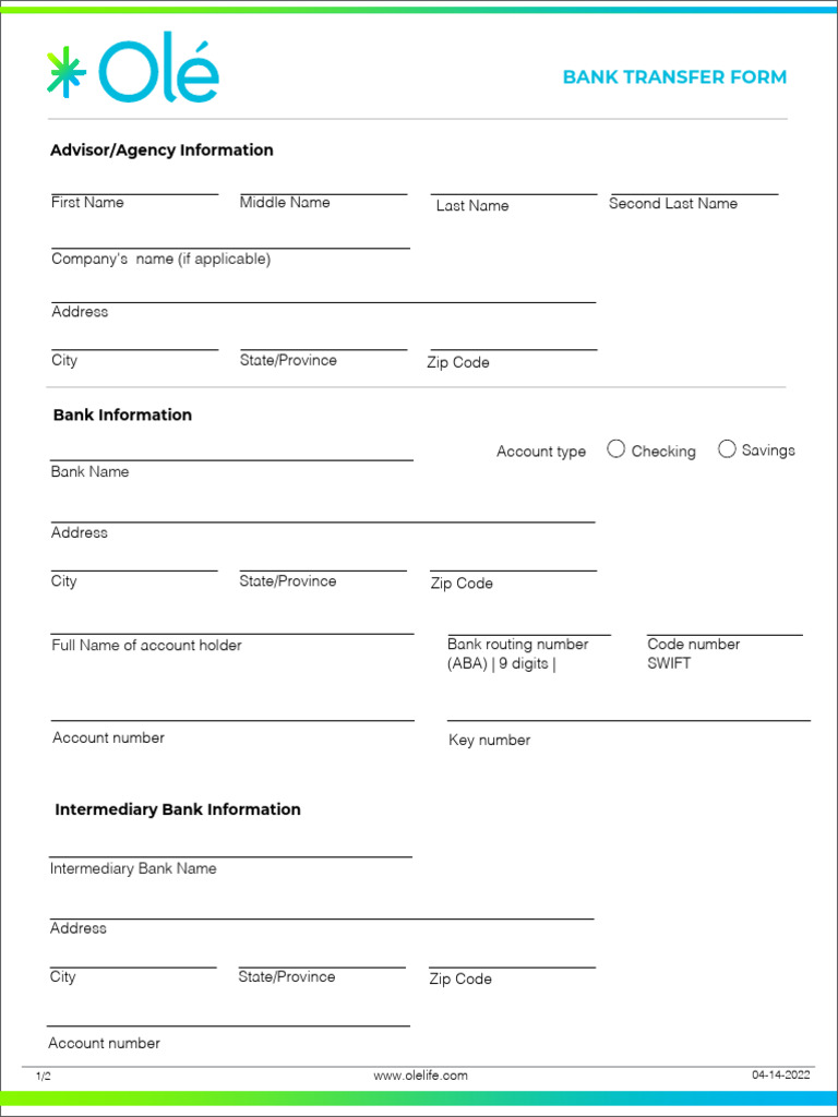 Bank Transfer Form | PDF