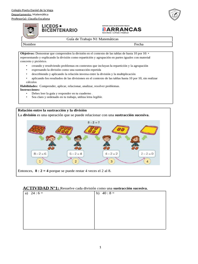 Guia Matematicas 1 | PDF